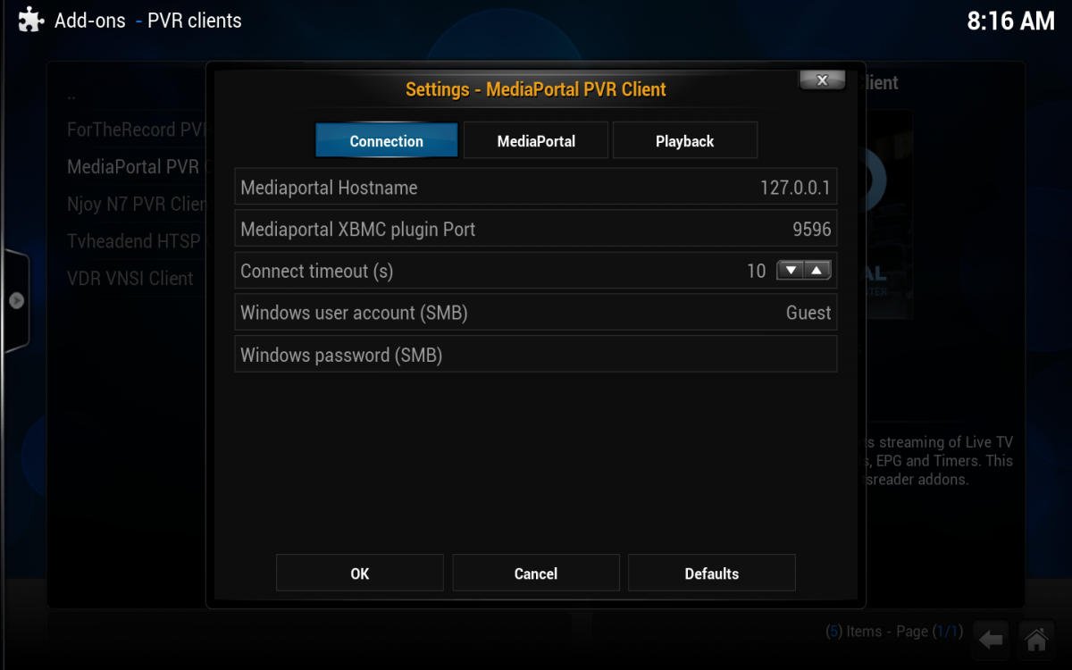 File:MediaPortal PVR Client.settings.Connection.png - Official Kodi Wiki