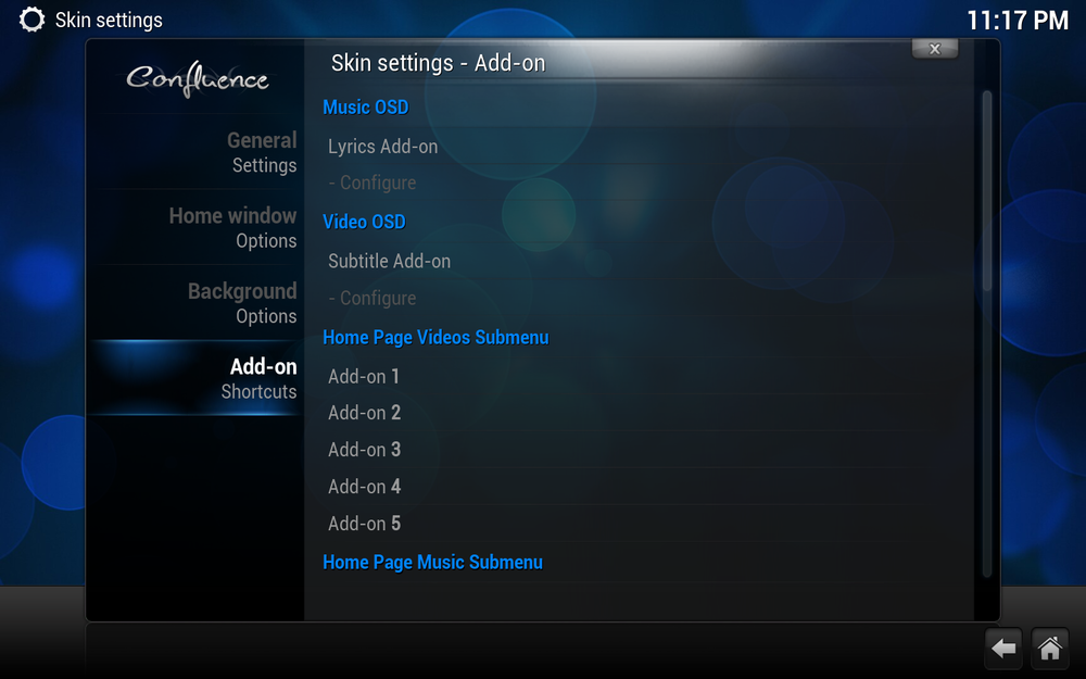 Add-on:Confluence/Settings - Official Kodi Wiki