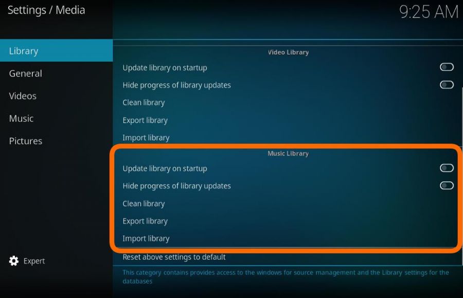 Settings/Media/Library - Official Kodi Wiki