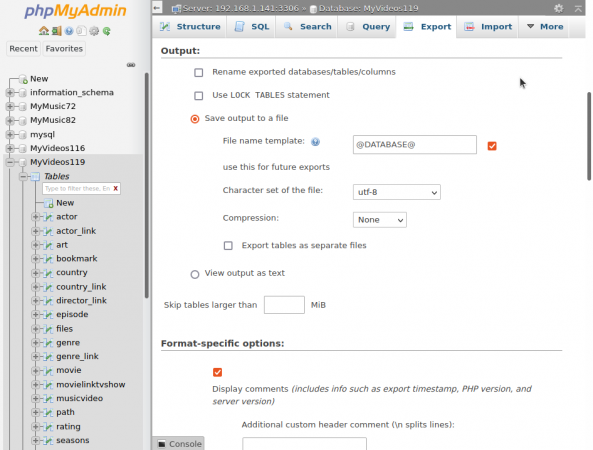 MySQL/Backup and restore databases - Official Kodi Wiki