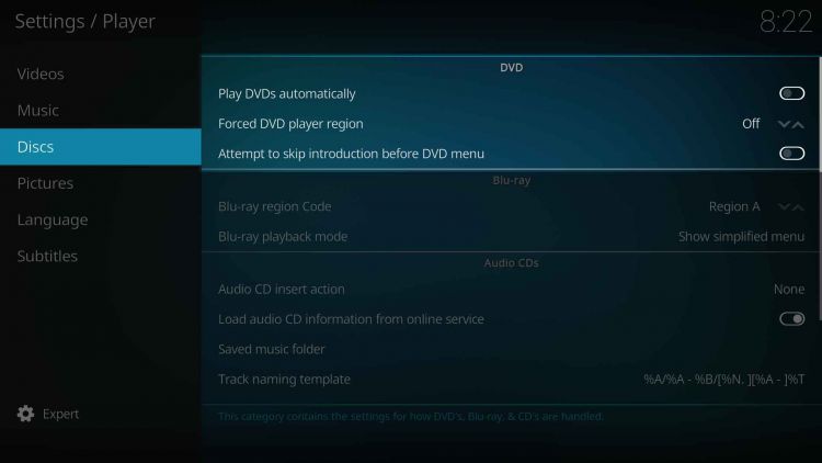 Settings/Player/Discs - Official Kodi Wiki