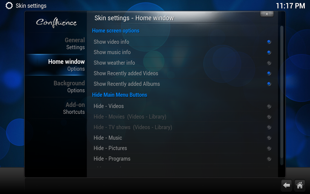 Add-on:Confluence/Settings - Official Kodi Wiki